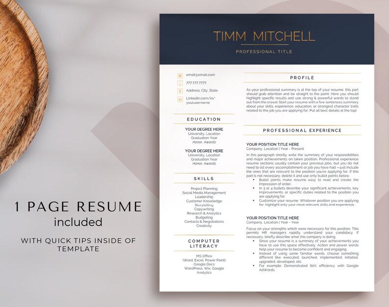 Executive Resume Template for Word, Google Docs, C-level Resume ...