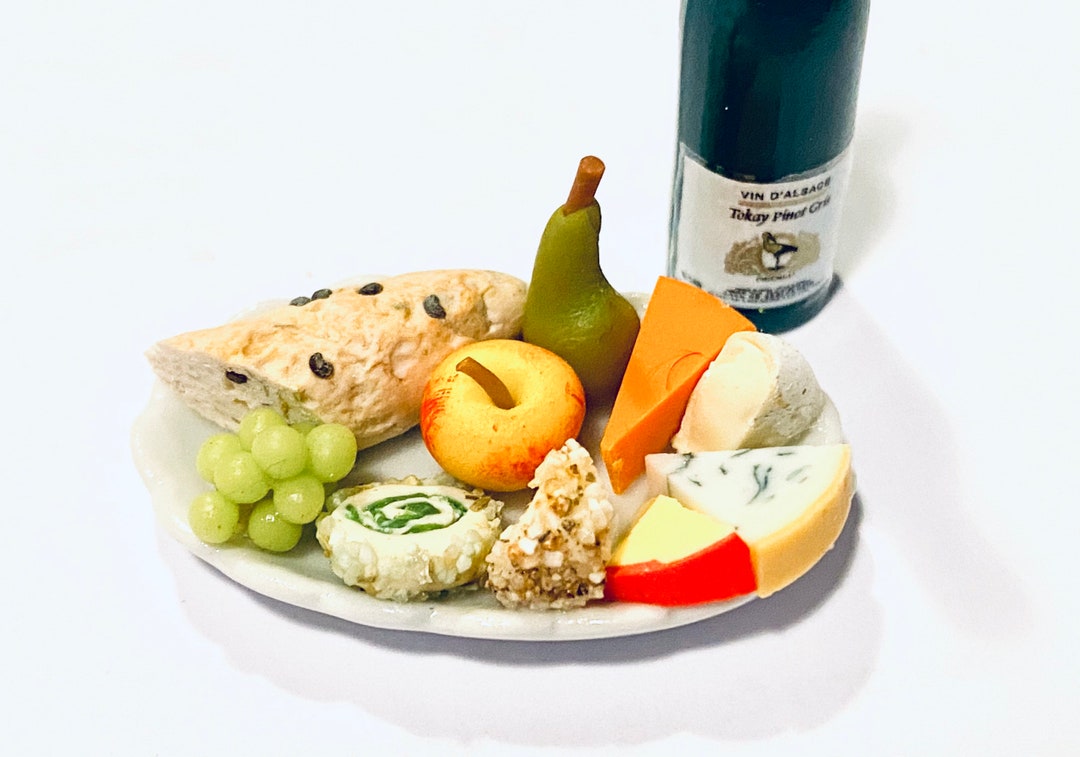 12th Scale Ploughman’s Lunch Plate and Wine - Etsy