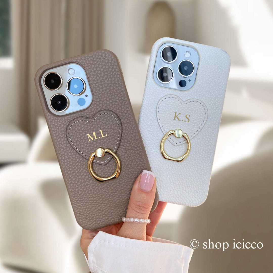 Cute Leather Phone Case for iPhone 17 16 15 14 Pro, Personalized Phone ...