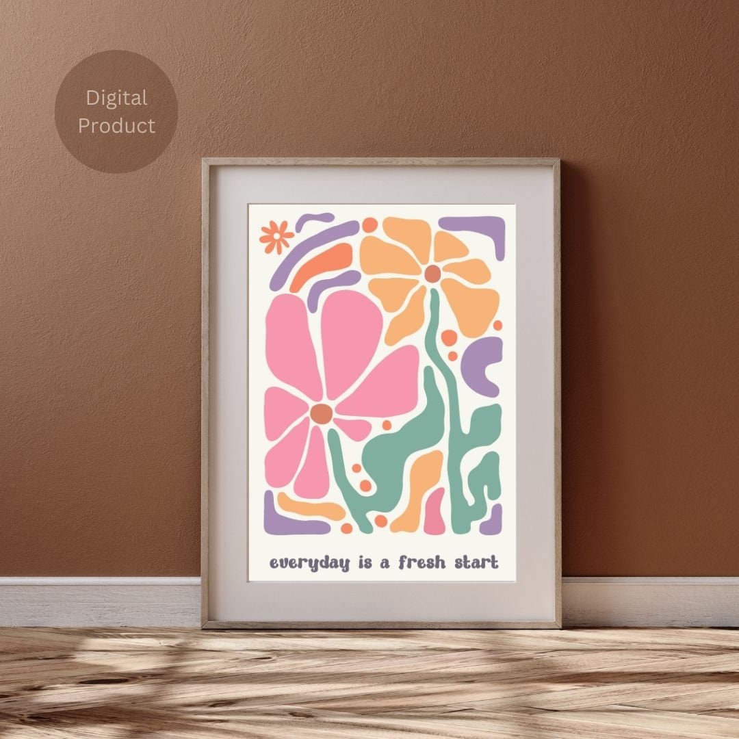 Boho Flower Wall Art, Boho Wall Art, Boho Gift, Flower Wall Art, Home ...