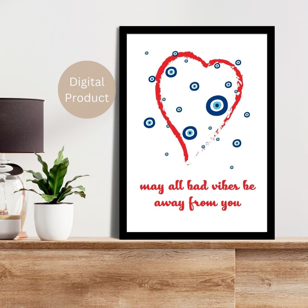 Evil Eye Heart Poster: Nazar Quote Print (digital Download) - Etsy