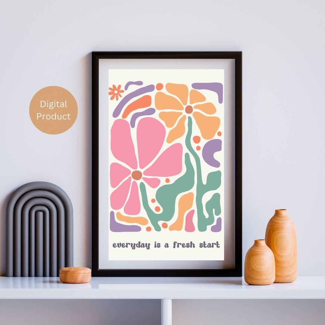 Boho Flower Wall Art, Boho Wall Art, Boho Gift, Flower Wall Art, Home ...