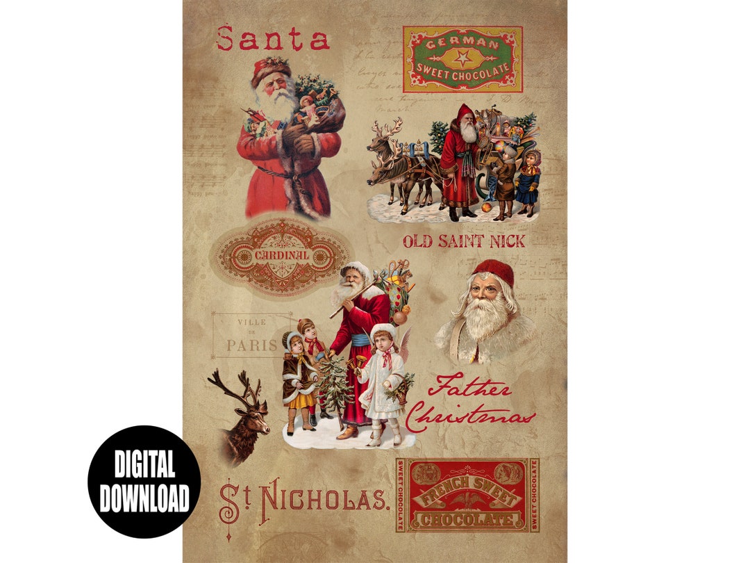 Santa Christmas Collage Download, Santa Collage Download, Instant ...