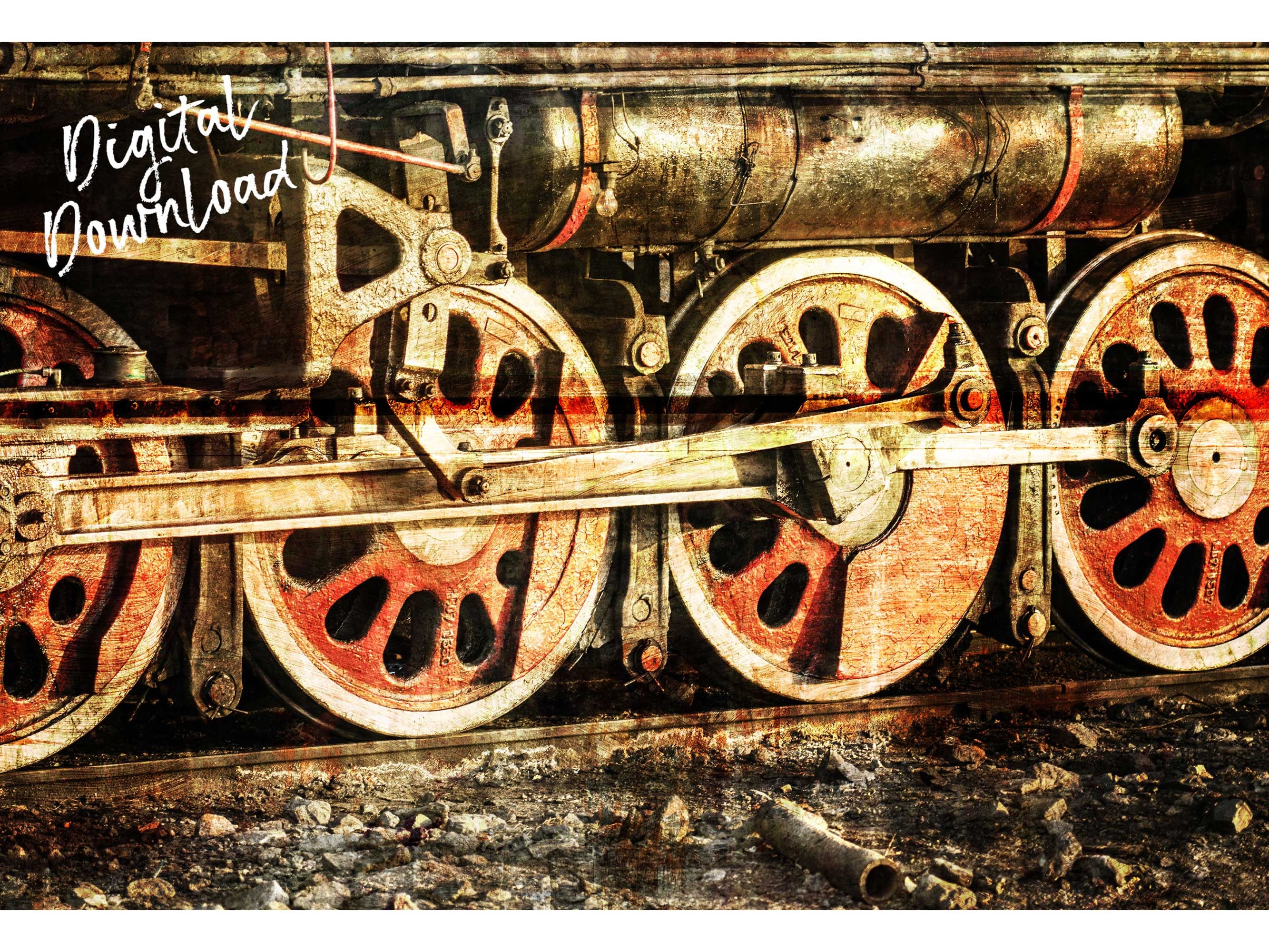 Train Wheels Digital Print, Locomotive Wheels Print, Train Locomotive ...