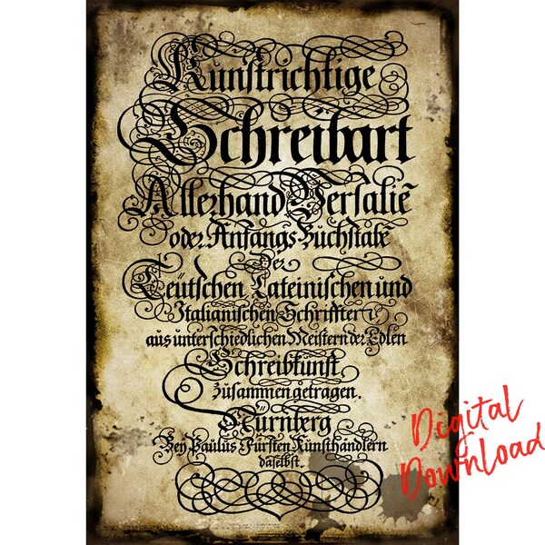 Antique Calligraphy on Parchment Digital - Etsy