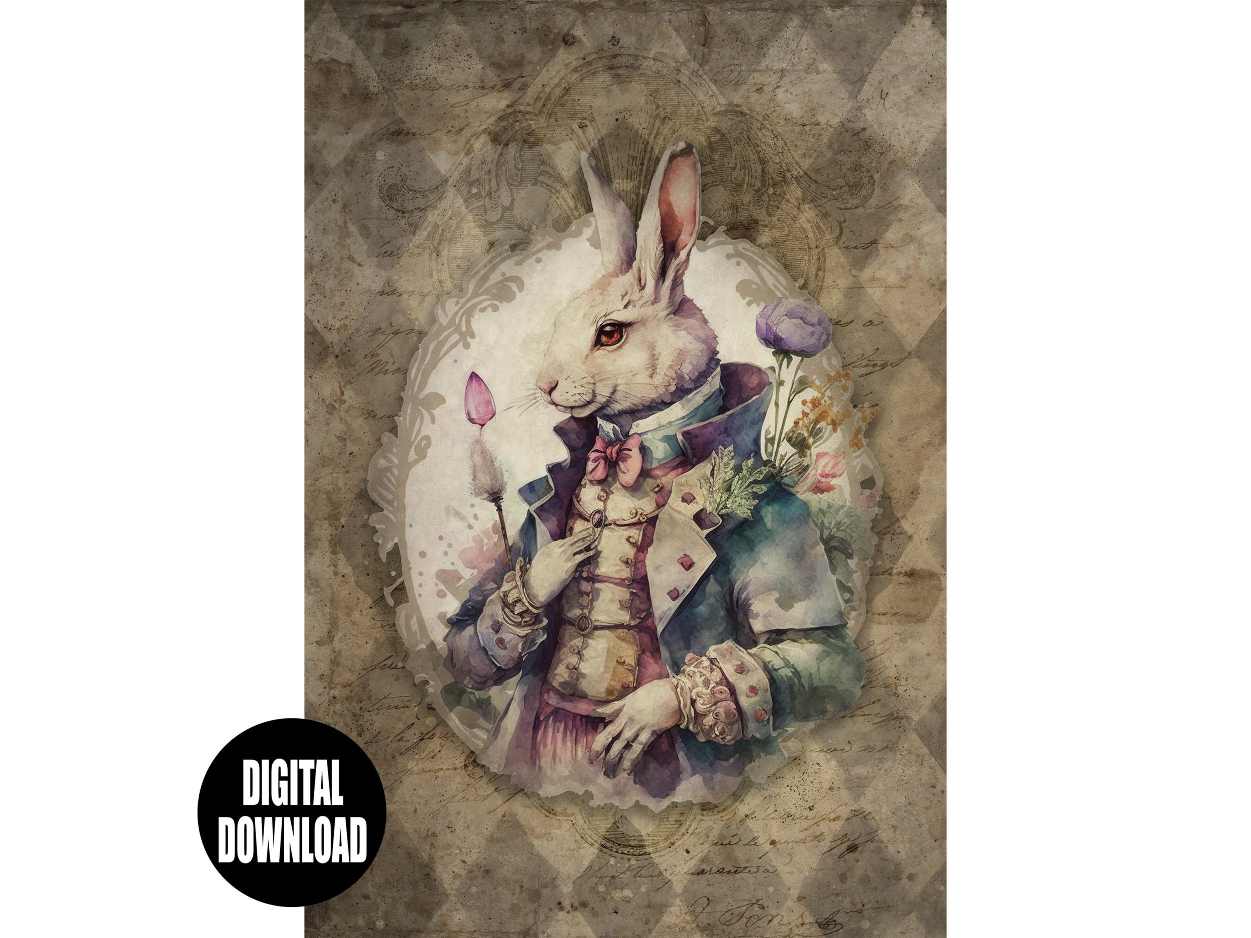 Alices Rabbit Print, White Rabbit Print, Rabbit Download, Alice in ...