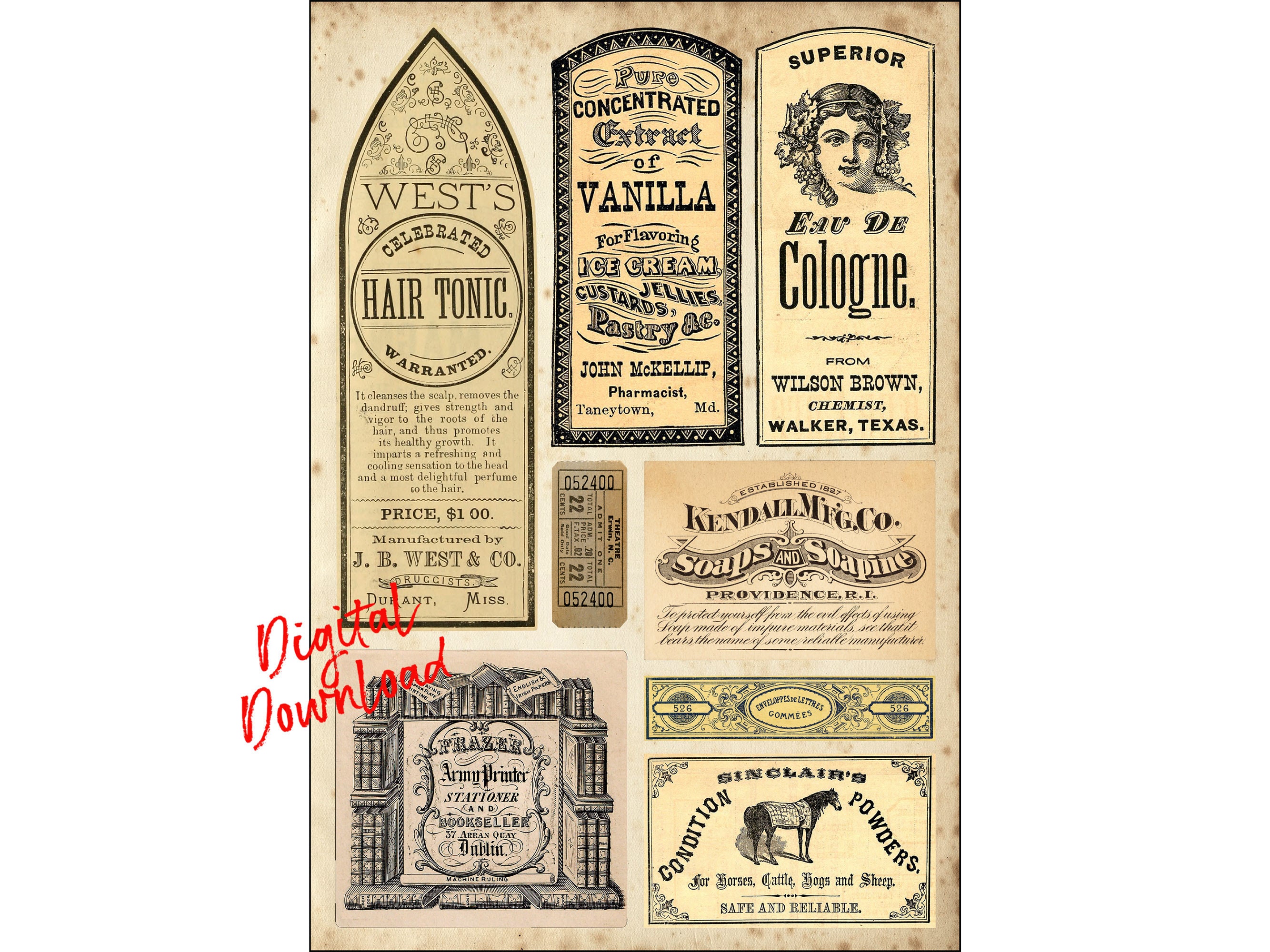Vintage Ads Collage Download, Vintage Ads Printable, Vintage Victorian ...