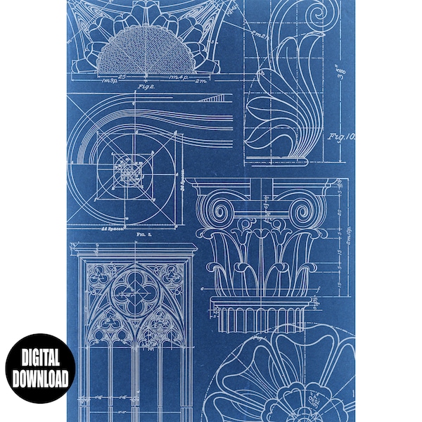 Antique Blueprint - Etsy