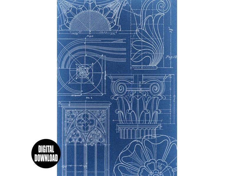 Greek Architecture Blueprint Digital Download, Architecture Blueprint ...