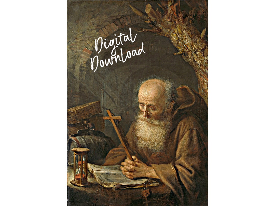 Praying Monk at Desk With Cross and Bible Download, Monk With Cross and ...