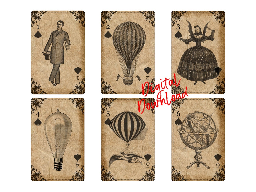 Steampunk Playing Cards, Steampunk, Playing Cards, Digital Download ...
