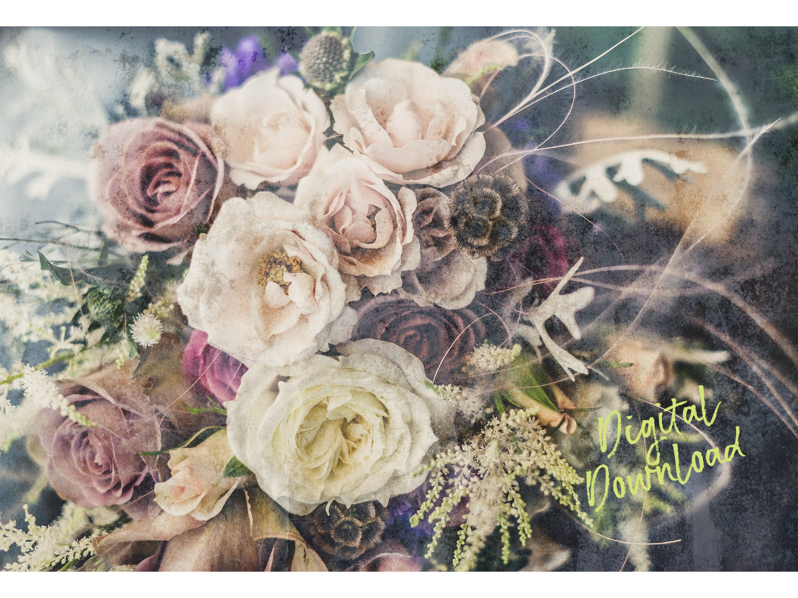 Muted Roses Bouquet Digital Print, Roses Bouquet Download, Roses Print ...