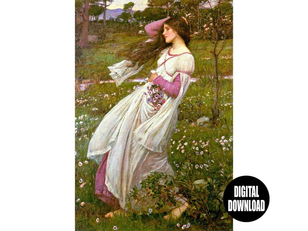 Windy Day in the Field Digital Download, Windy Day Printable, Young ...