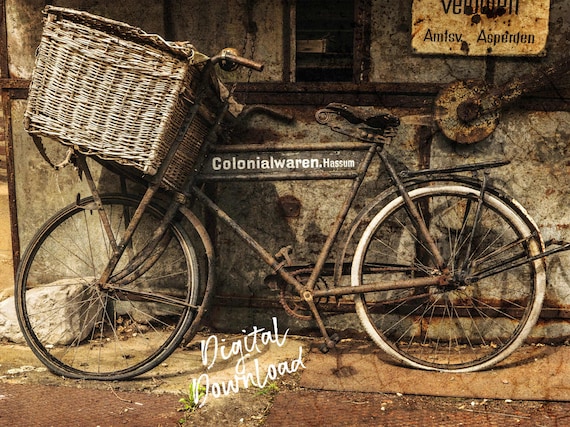 Rusty Vintage Antique Bicycle With Basket Digital Download Antique Bicycle Printable Bicycle Print Vintage Photo Print Etsy Australia