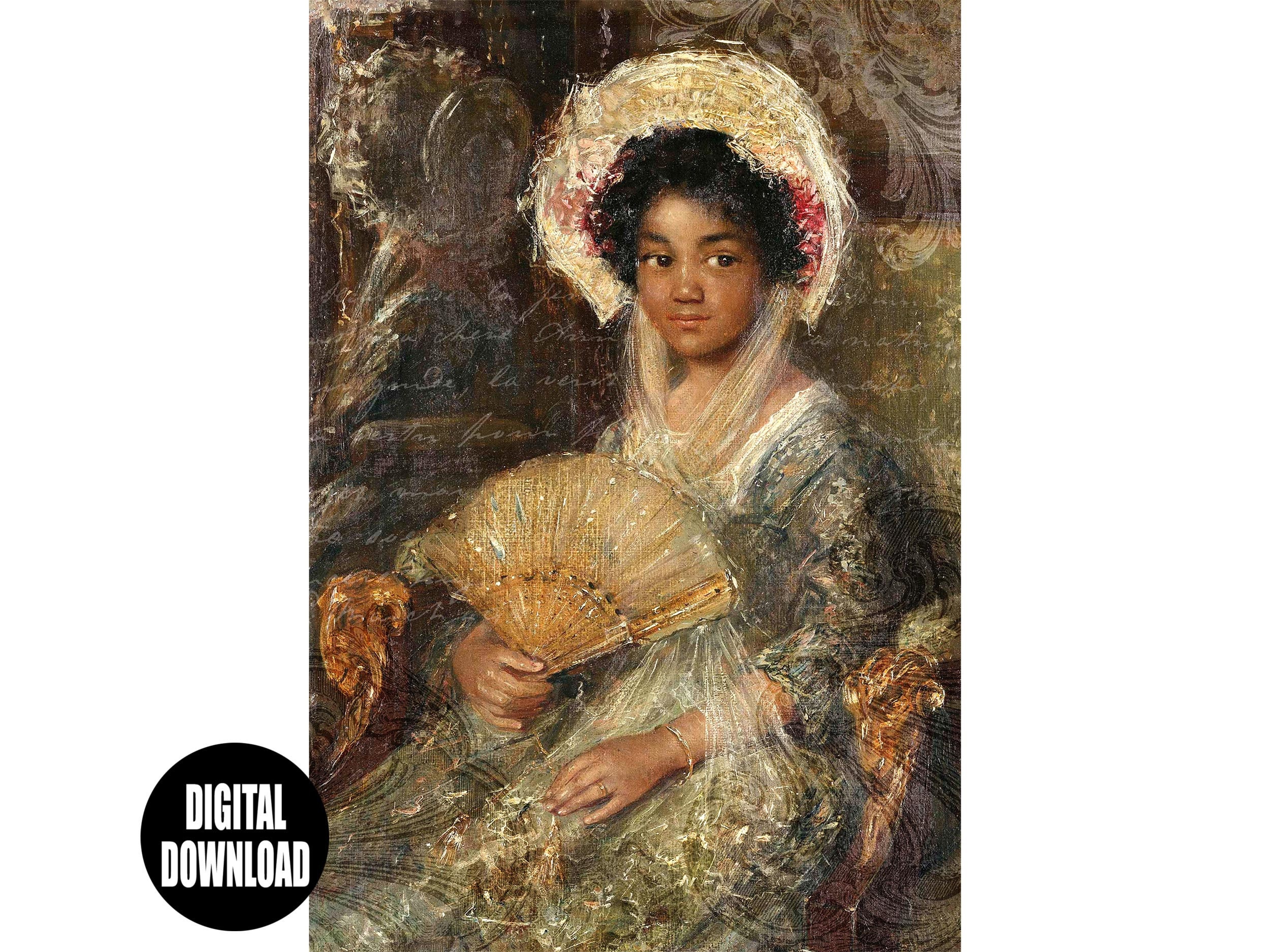 Girl With Fan Digital Download, Girl With Fan Painting, Young Girl ...