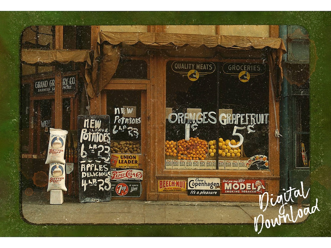 Retro Storefront Print, Storefront Printable, Grocery Store, Grocery ...