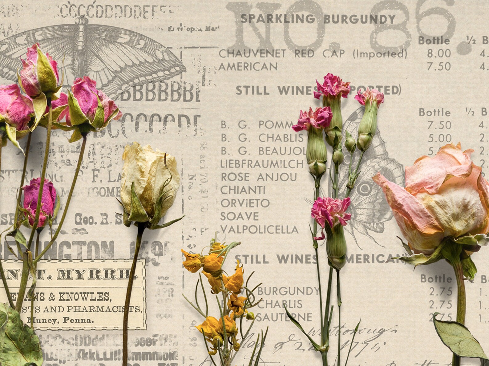 Dried Flowers Collage, Dried Flowers, Flowers, Collage, Ephemera ...