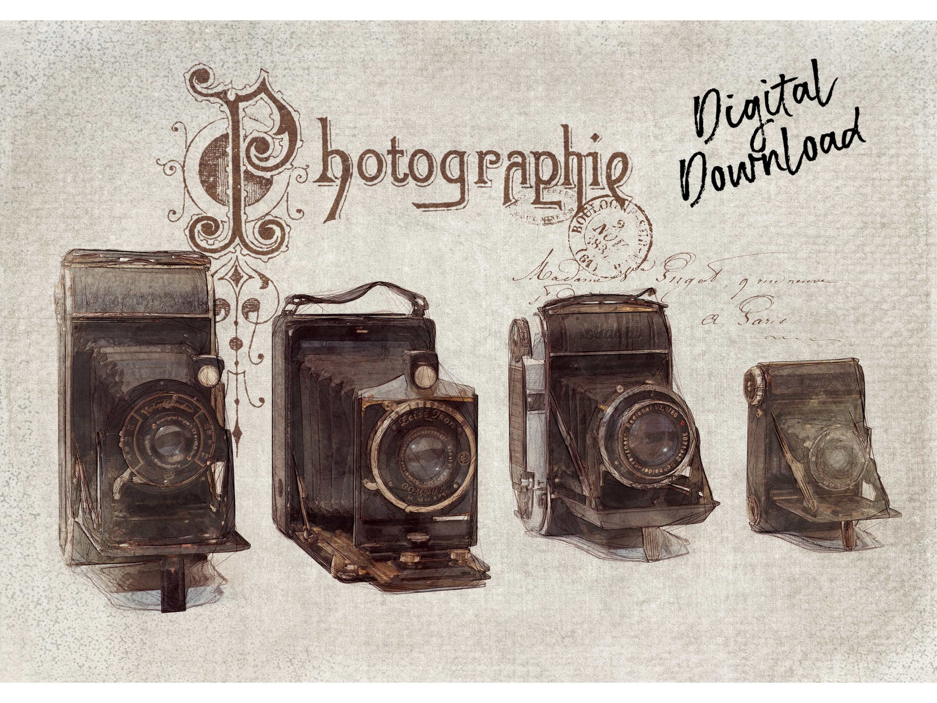 Antique Vintage Cameras Instant Download, Antique Cameras Printable ...