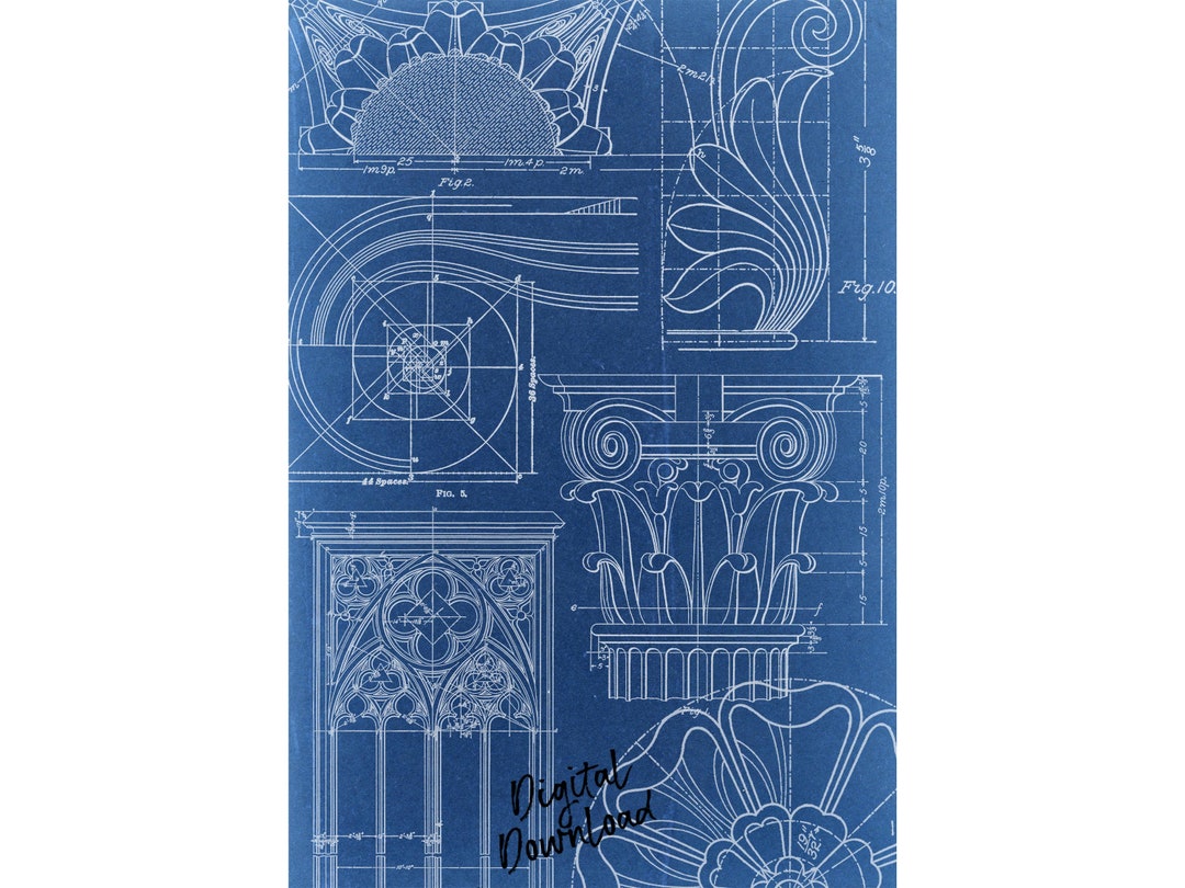 Greek Architecture Blueprint Digital Download Architecture - Etsy