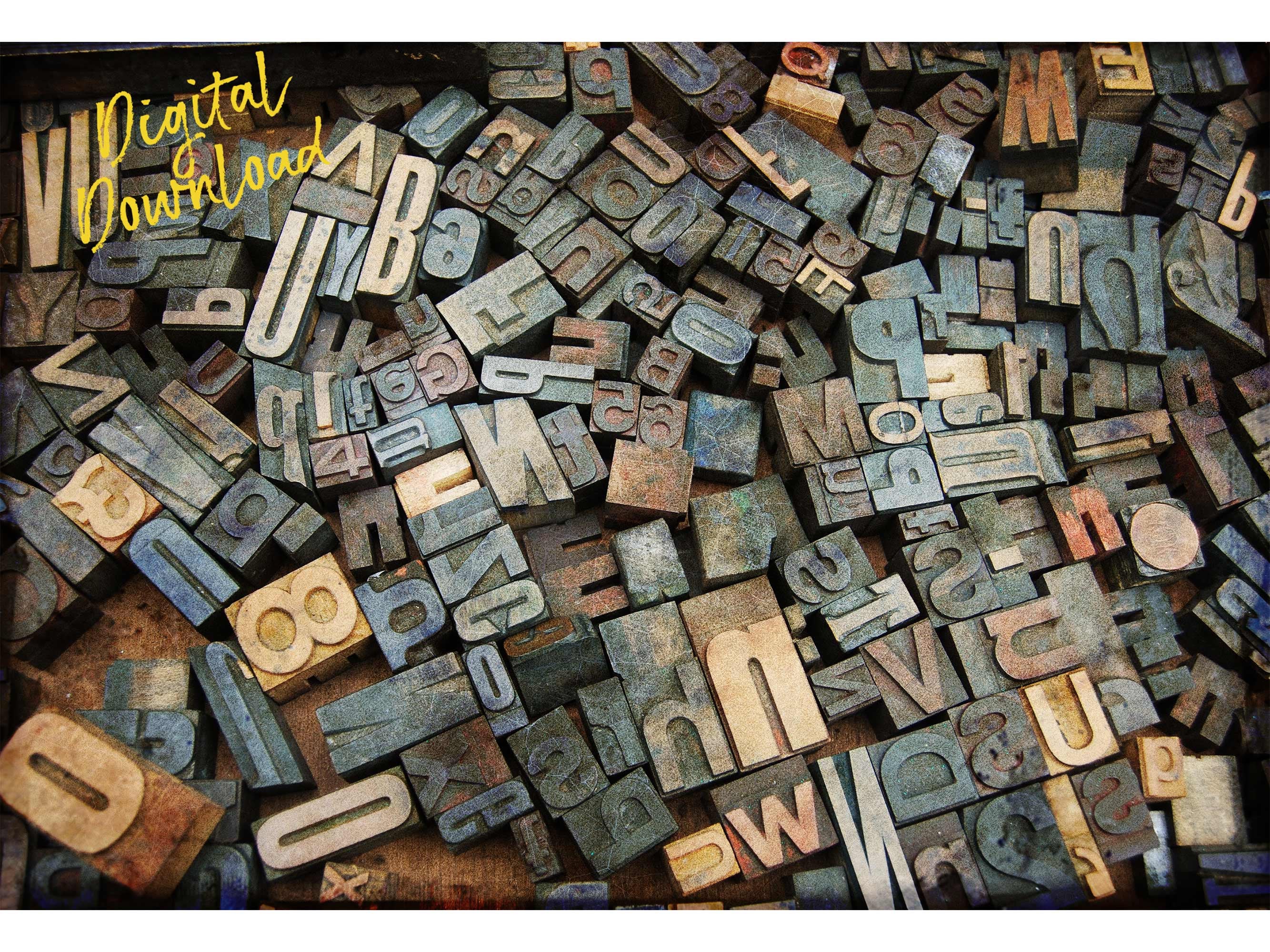 Antique Typesetting Characters Digital Download, Antique Typesetting ...