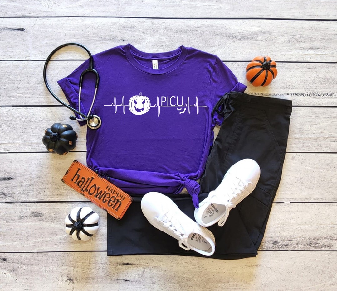PICU Halloween Shirt, EKG Shirt, ECG Pumpkin, Picu Nurse, Pediatric ...