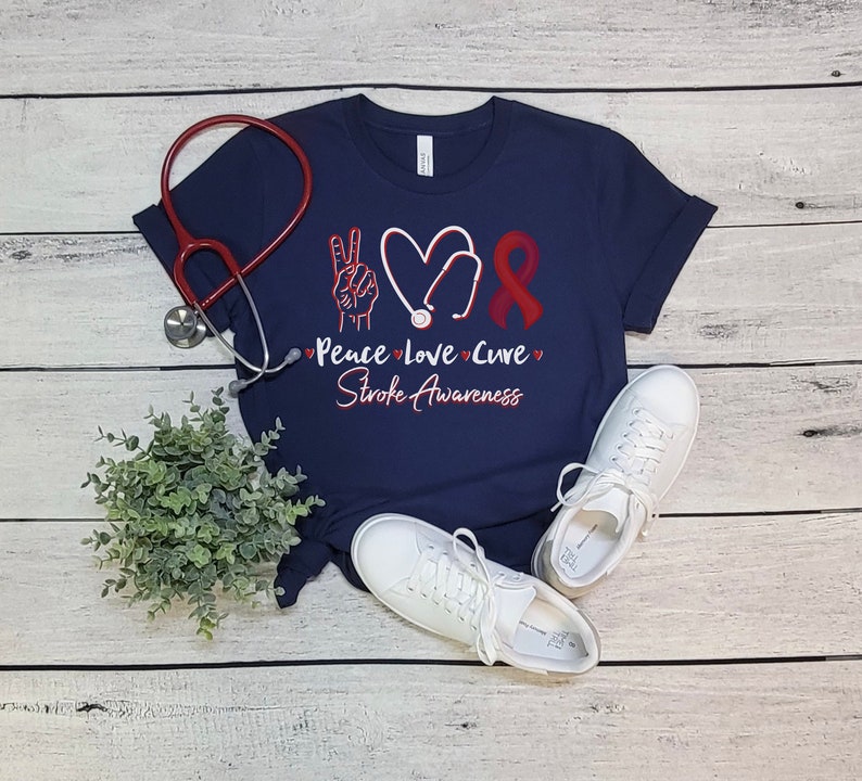 Stroke Awareness Shirt, Peace Love Cure, Stroke Month, May, Neuro Nurse ...