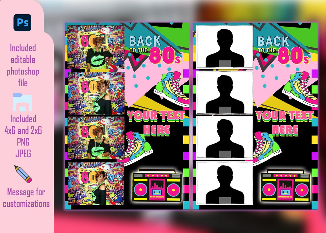 80s Photobooth Template - Etsy