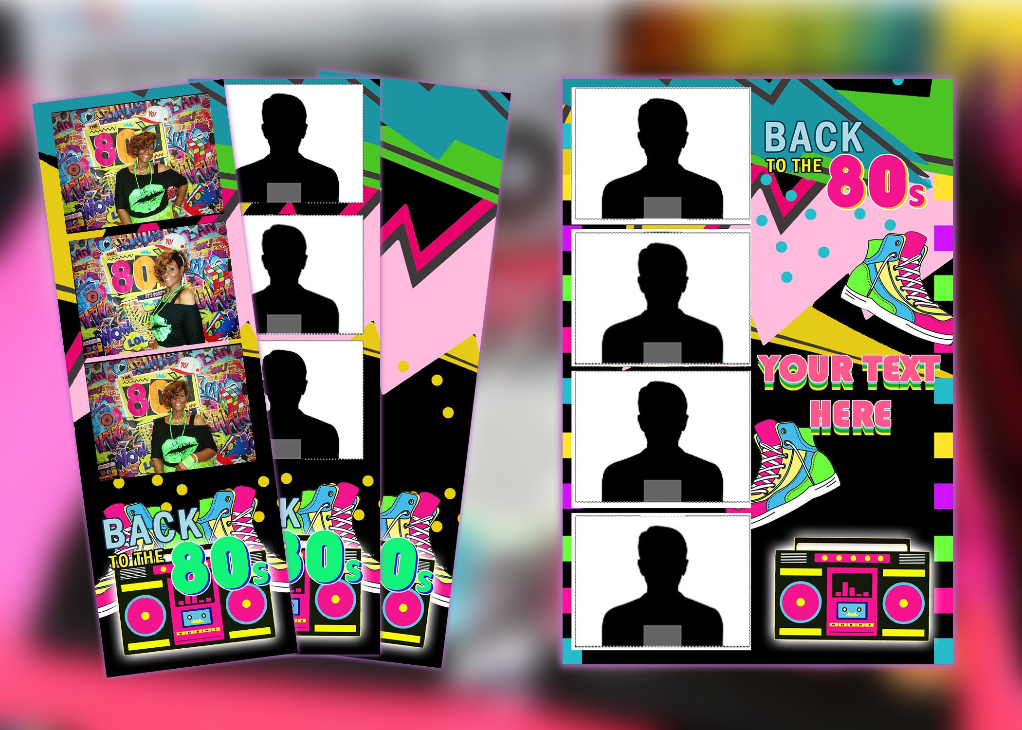 80s Photobooth Template - Etsy
