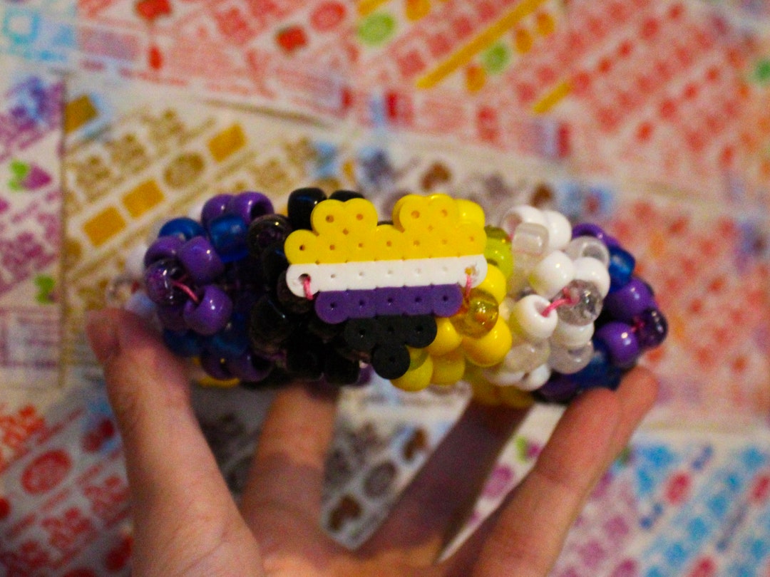 Nonbinary Pride Heart Small 3D Kandi Cuff - Etsy