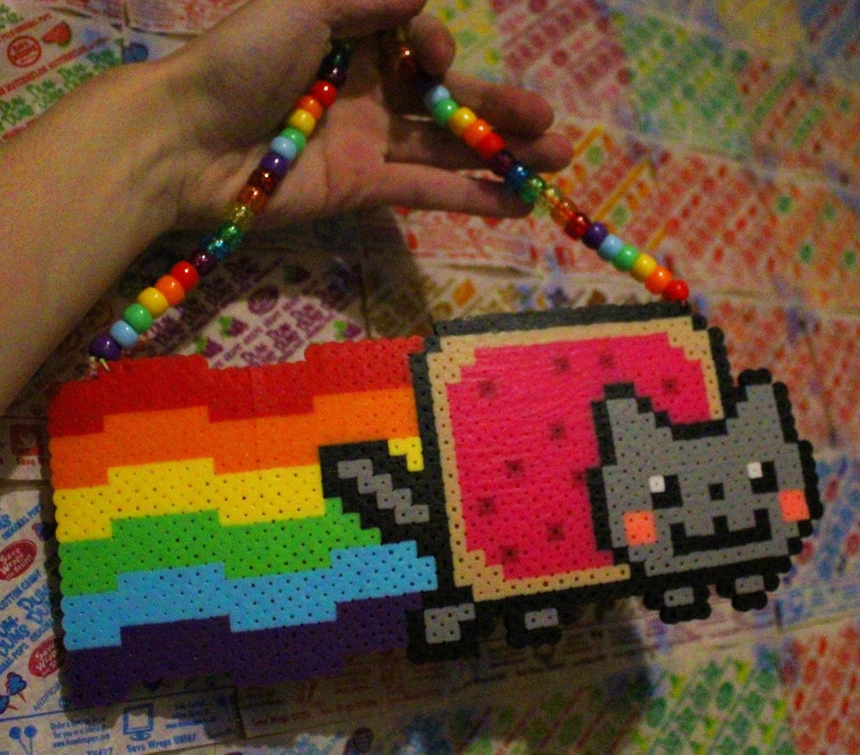 Nyan Cat Kandi Perler Necklace | Etsy