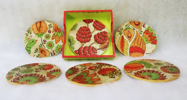 Home & Living Beer Cans Set of 6 Table Top Round Coasters for Tea ...