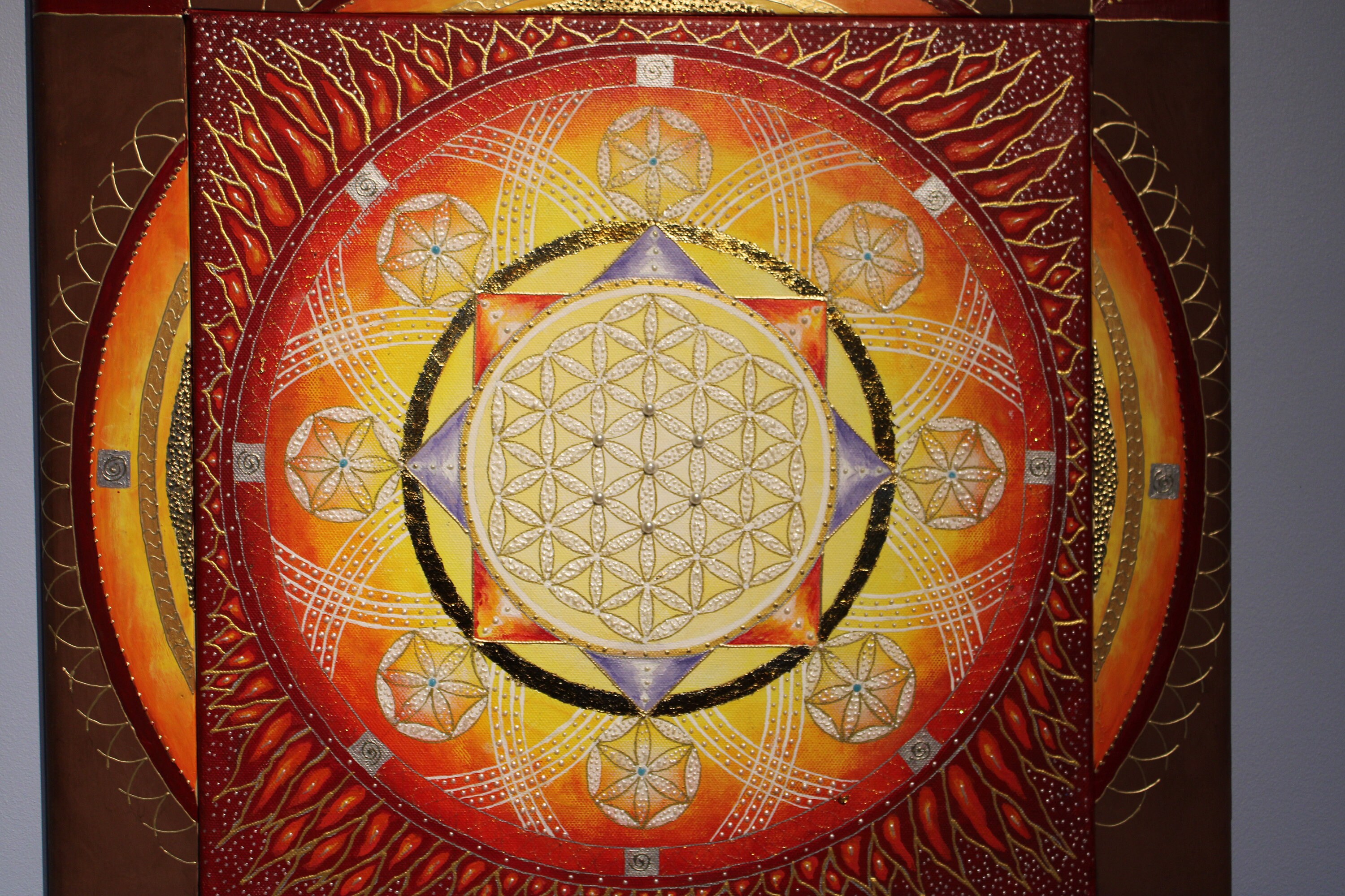 FIRE Element.orginal Acrilic Paiting .flower of Life. Sacred Geometry ...