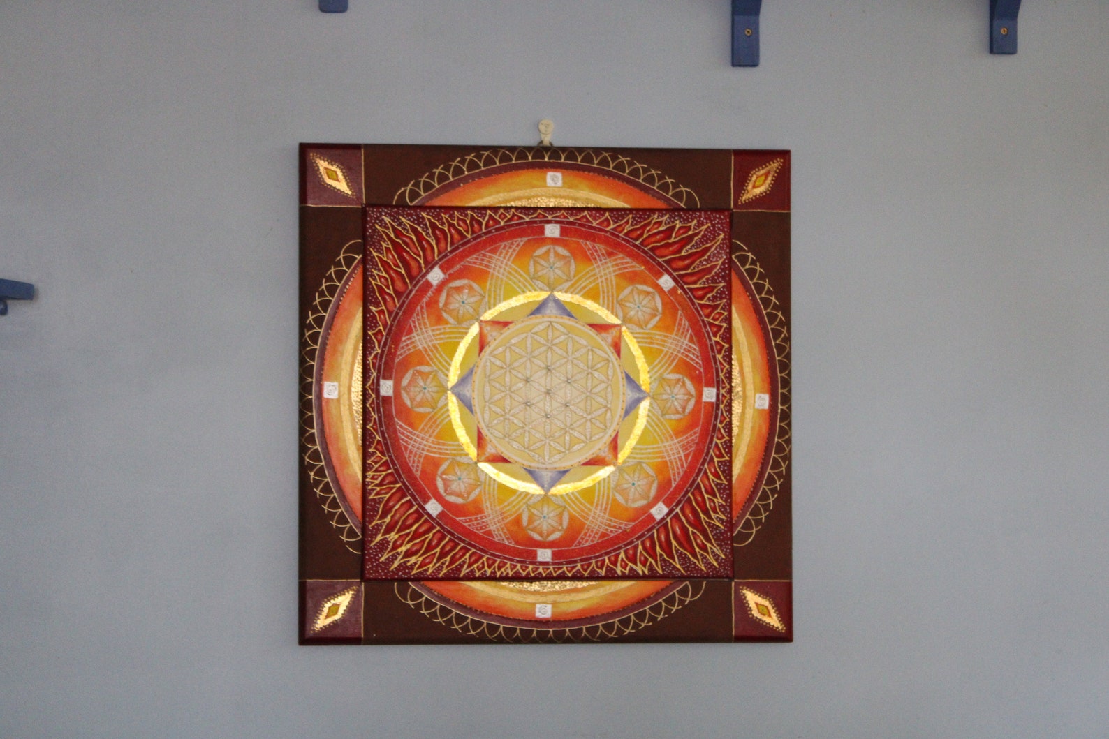 FIRE Element.orginal Acrilic Paiting .flower of Life. Sacred Geometry ...