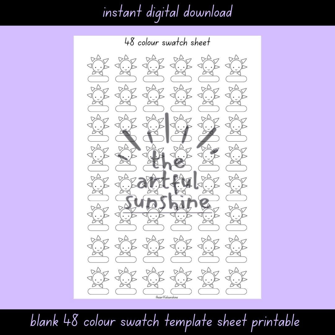 48 Color Swatch Sheet Blank Template Printable PDF - Etsy