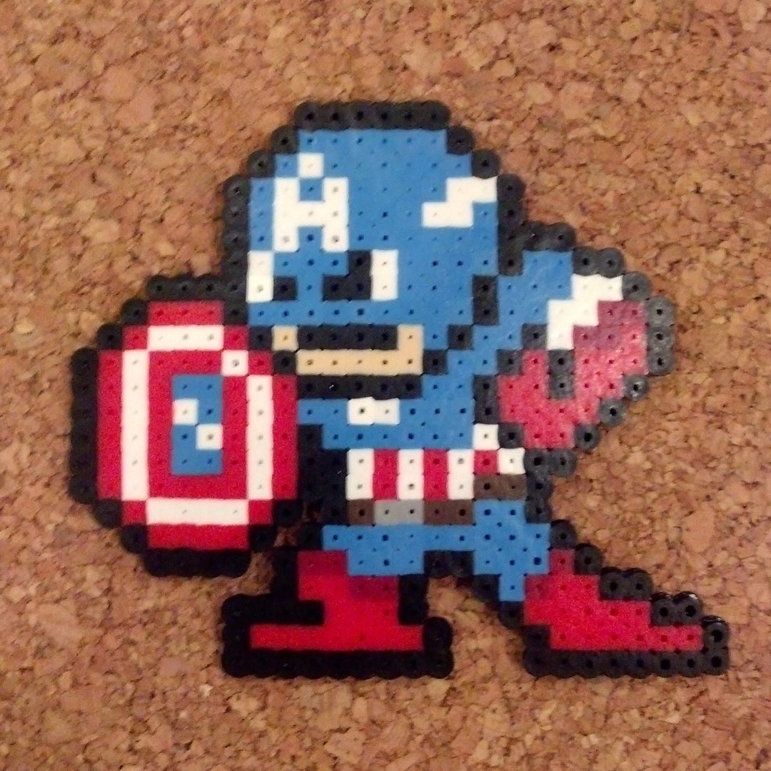 Captain America Shield Marvel Perler Bead Sprite - Megaman Style - Etsy