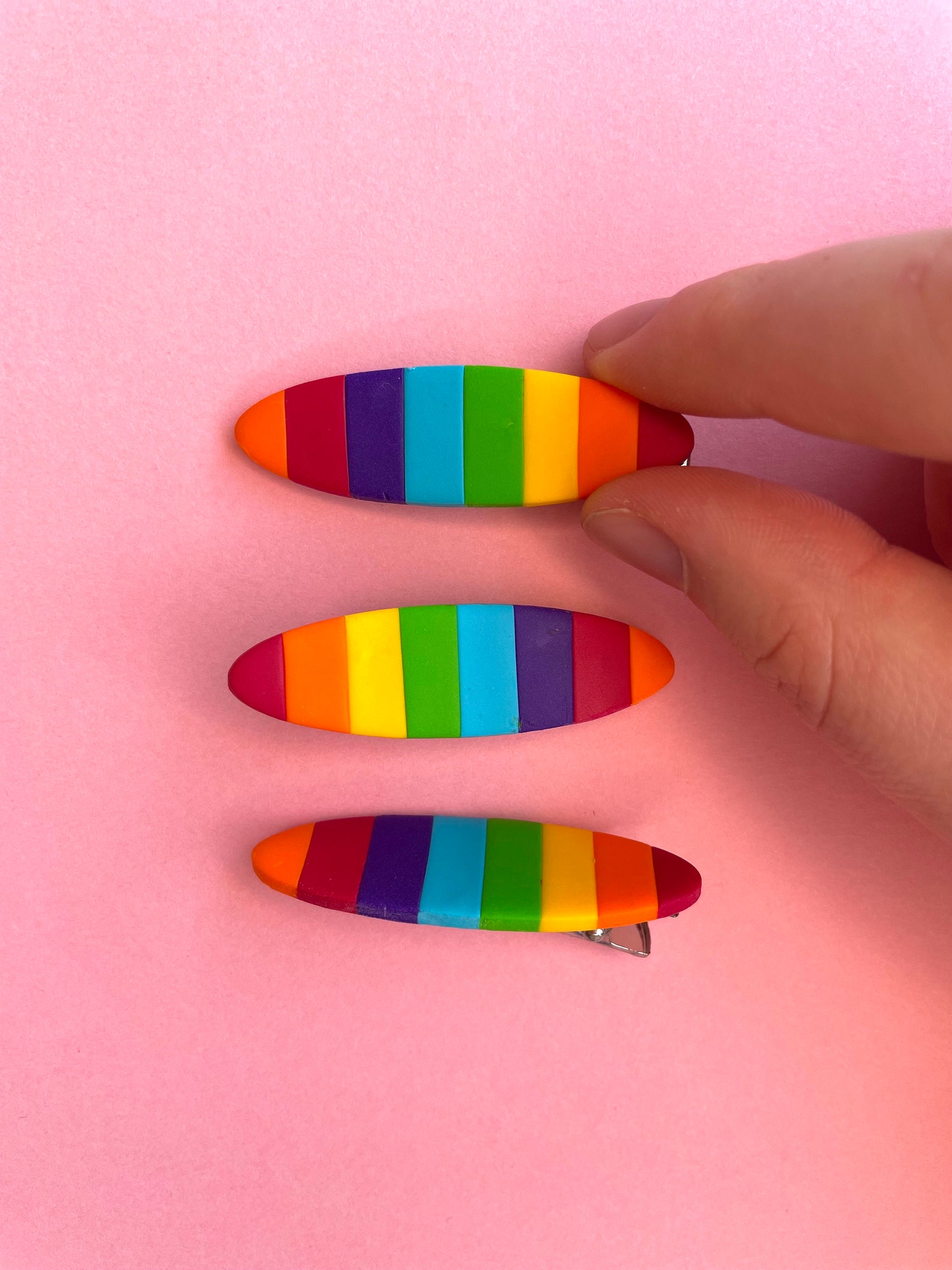 PRIDE Rainbow Flag Striped Hair Clip | Polymer Clay Jewellery | Queer ...