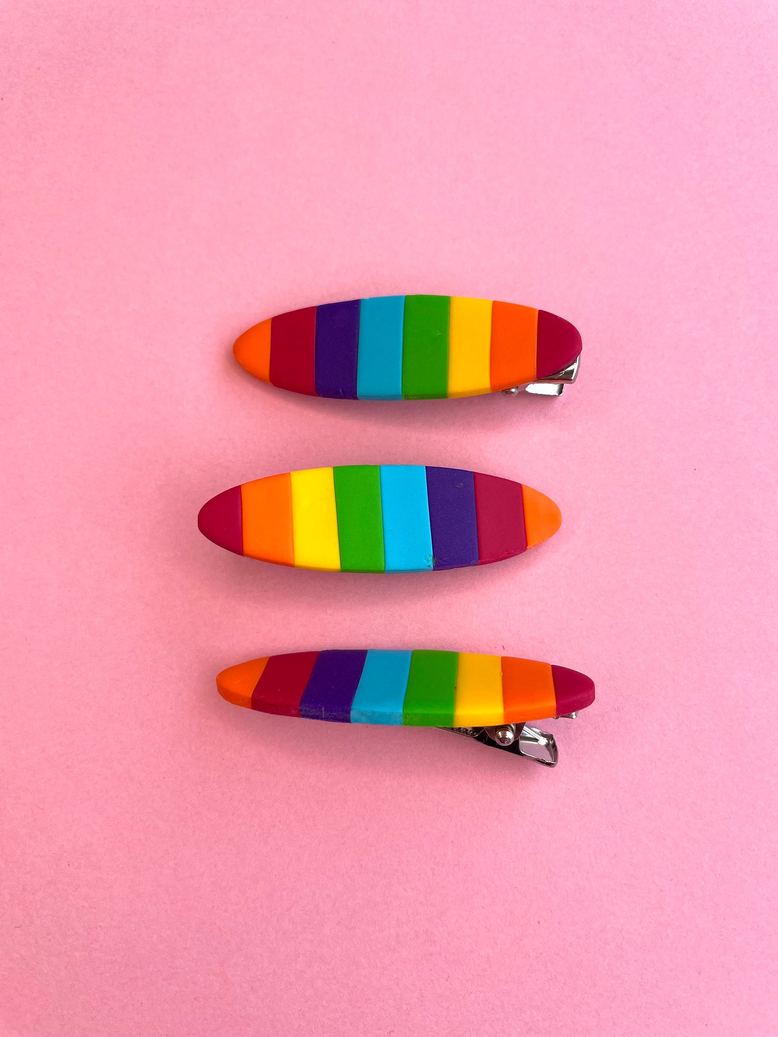 PRIDE Rainbow Flag Striped Hair Clip | Polymer Clay Jewellery | Queer ...
