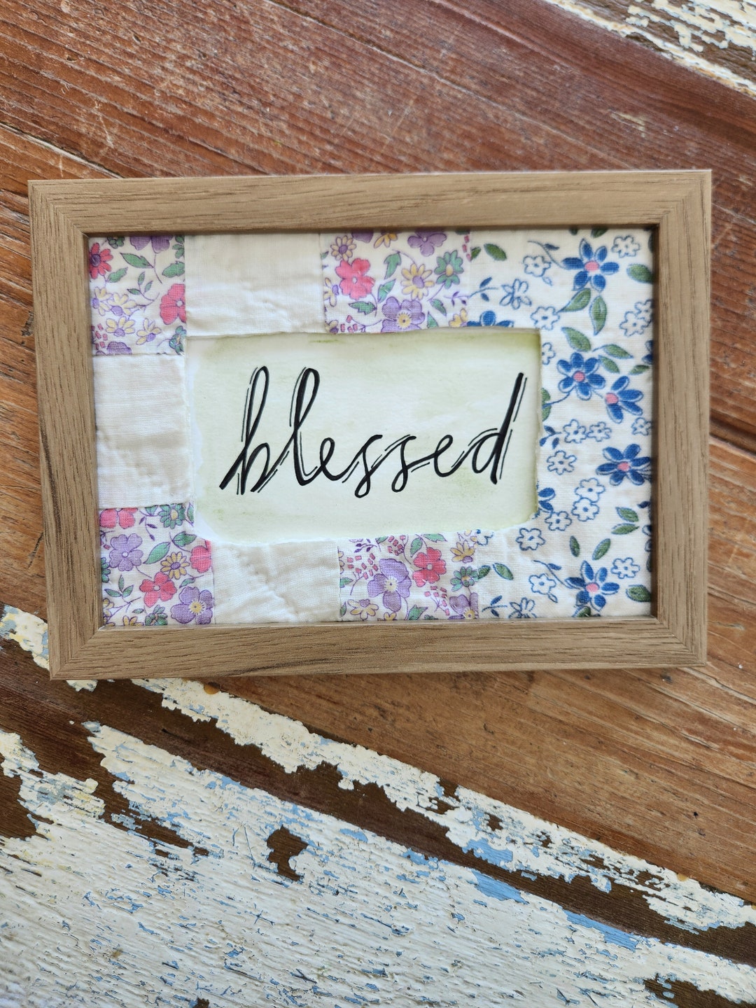 Vintage Cutter Quilt Frame With Watercolor Art - Etsy
