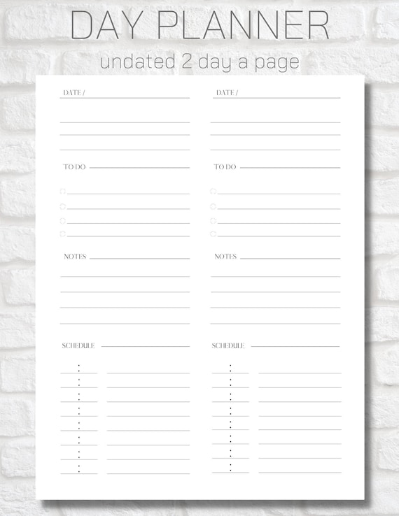 Undated 2 Day a Page Planner Printable/Digital | Etsy