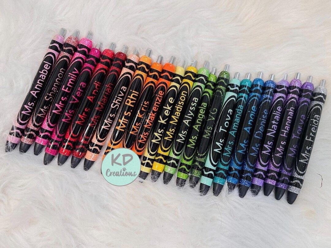 Personalized Glitter Crayon Pen, Custom Crayon Pen, Glitter Pen ...
