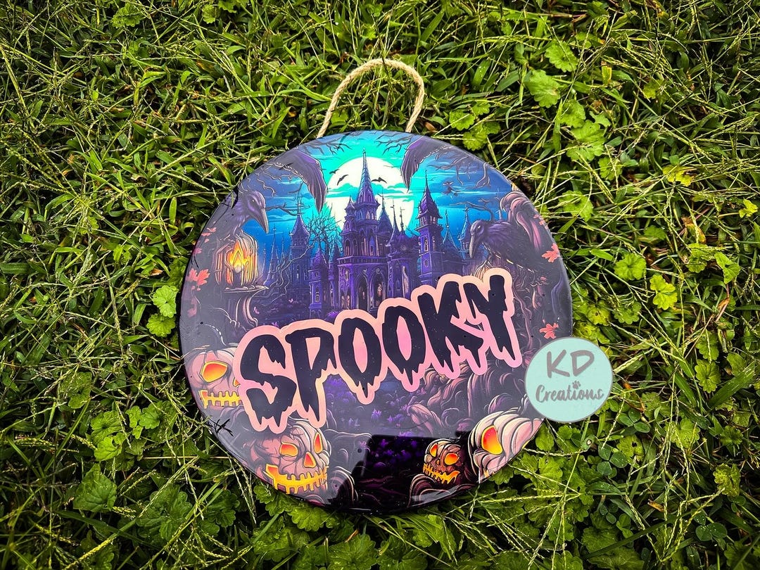 Spooky Season Door Sign, Halloween Door Sign, Resin Door Sign ...