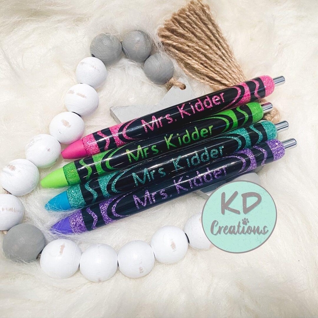 Personalized Glitter Crayon Pen, Custom Crayon Pen, Glitter Pen ...