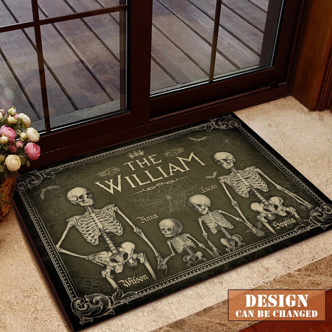 Personalized Skeleton Family Halloween Doormat Doormat With - Etsy