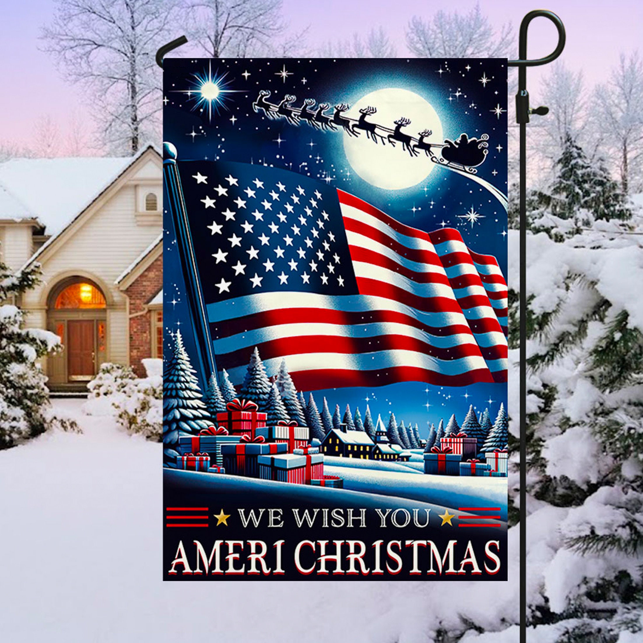 We Wish You Ameri Christmas Santa American Flag Christmas - Etsy