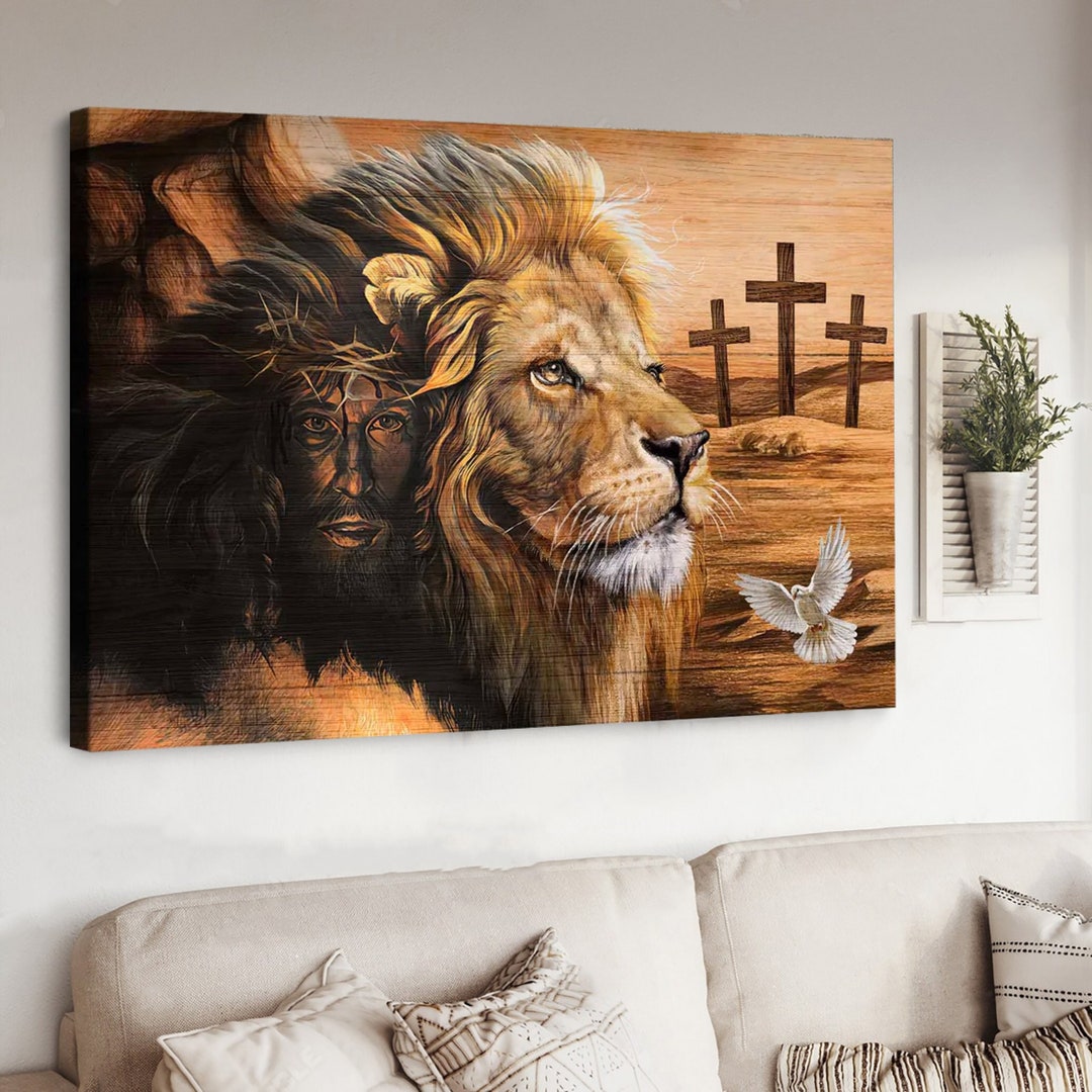 Unique Jesus Face Lion of Judah Lovely Dove Wooden Cross - Etsy