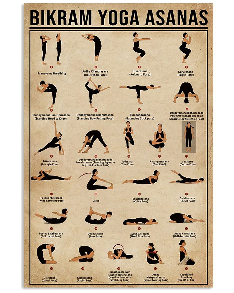 Bikram Yoga Asanas Yoga Unframed Poster Yoga Knowledge | Etsy