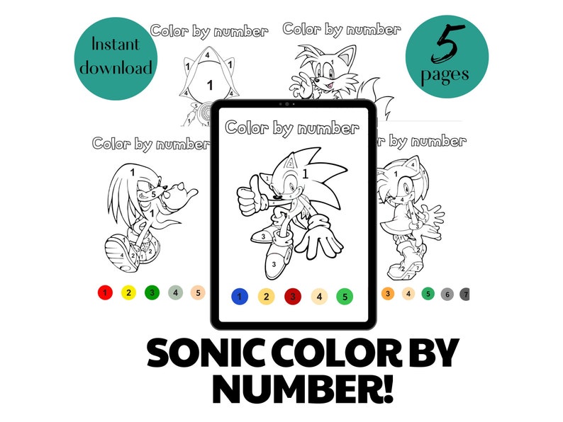 Color by Number Kids, Sonic the Hedgehog, Color by Numbers, Perfect Road Trip & Plane Activities ...