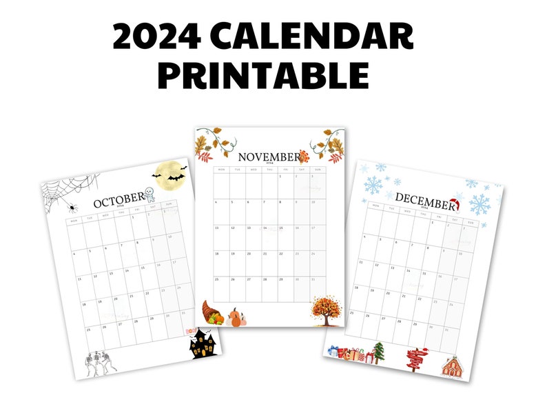 Printable Kids Calendar 2024, Monthly Planner, Fun & Educational ...