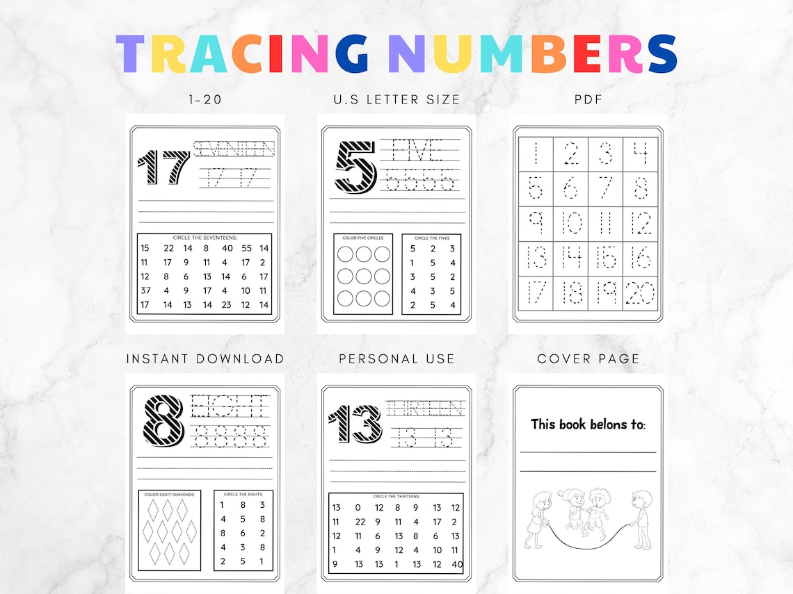 Tracing Numbers Workbook 1-20: Early Learning, Handwriting Practice for ...