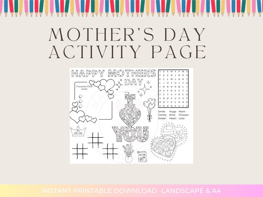 Happy Mothers Day Activity Printable, Mothers Day Craft Coloring Page ...
